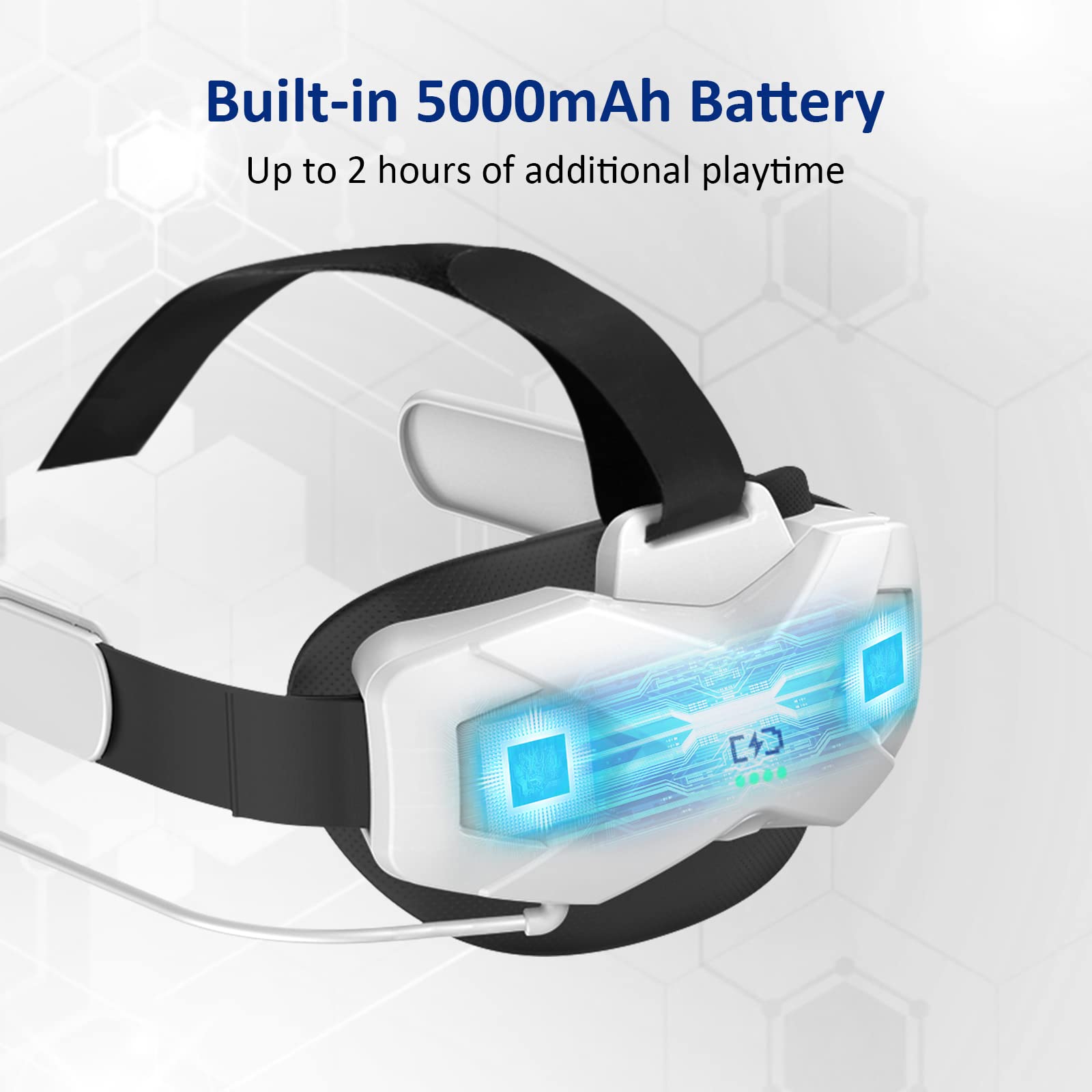 XFORTEN Elite Head Strap for Oculus Quest 2, with 5000 mAh Battery Pack, Adjustable Head Strap for Enhanced Support and Comfort in VR Accessories