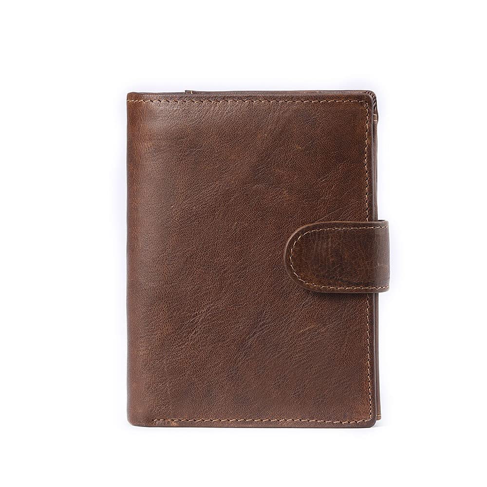 WULOUJIE Leather Wallet For Men, Travel Large Capacity Rfid Blocking Wallet, Bifold Wallets Can Be Hold Many Credit Card(coffee)