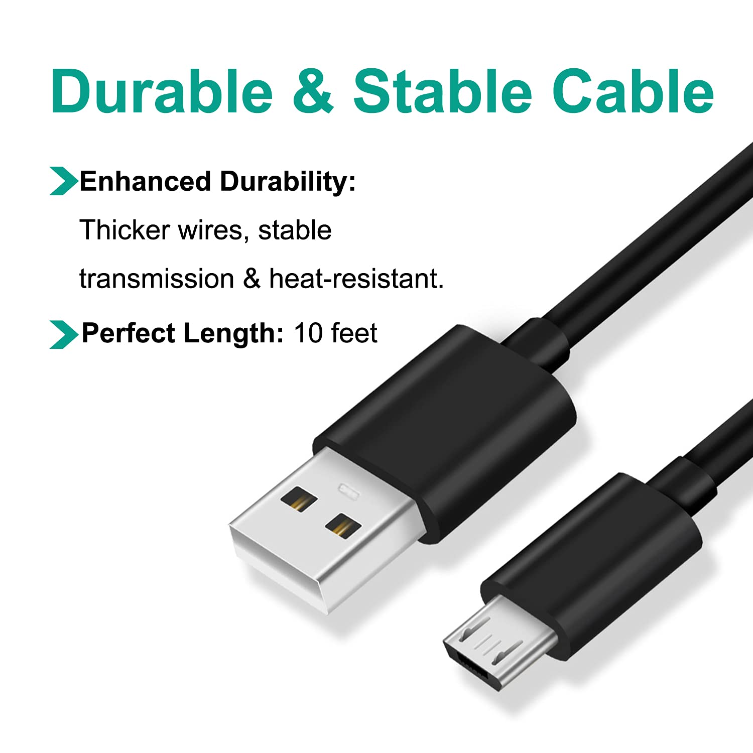 Trospow 10Ft Micro USB Charger Cable Charging Replacement for SteelSeries Arctis 9X/ Arctis 7P/ Arctis 9/ Arctis Pro/Arctis 7X/ Arctis 7/ ARCTIS 1/ Arctis 3 Gaming Headset Charging Power Cord