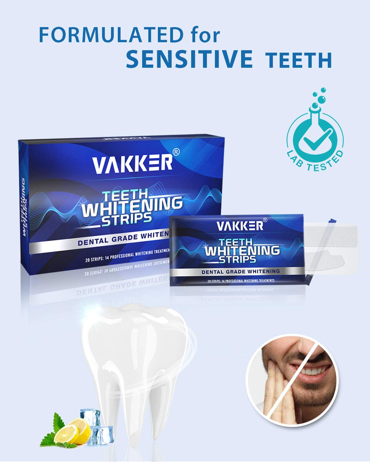 Teeth Whitening Strip, VAKKER 28 Non-Sensitive White Strips Teeth Whitening Kit, 30 mins Fast-Result Teeth Whitener for Tooth Whitening, Up to 10 Shades Whiter, Remove Stains from Coffee, Smoking