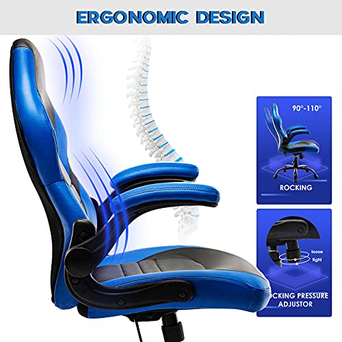 STARSPACE 2022 Flip-Up Arms Office Gaming Chair, Ergonomic Swivel Computer Desk Task Chair for Home Office (Blue)