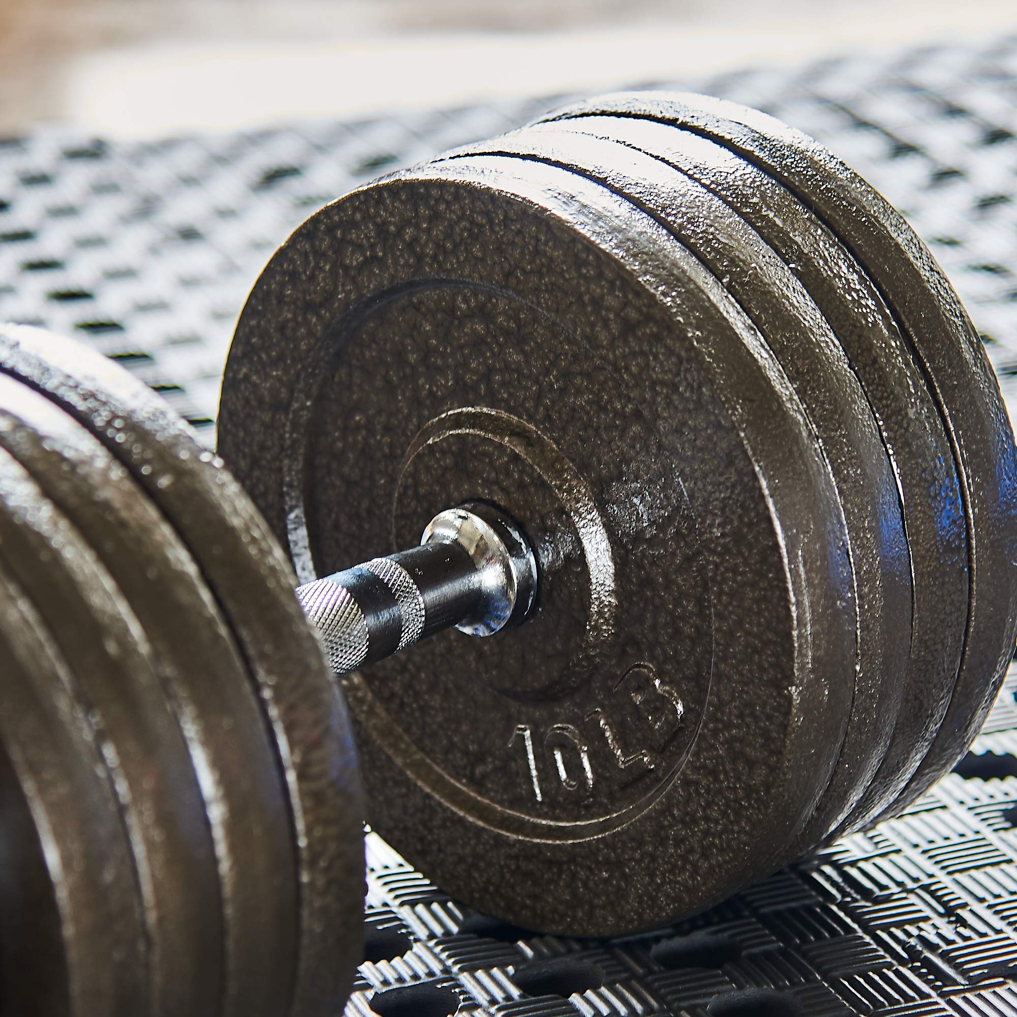 Sporzon! Contoured Handle Cast Iron Adjustable Dumbbell Weight Set
