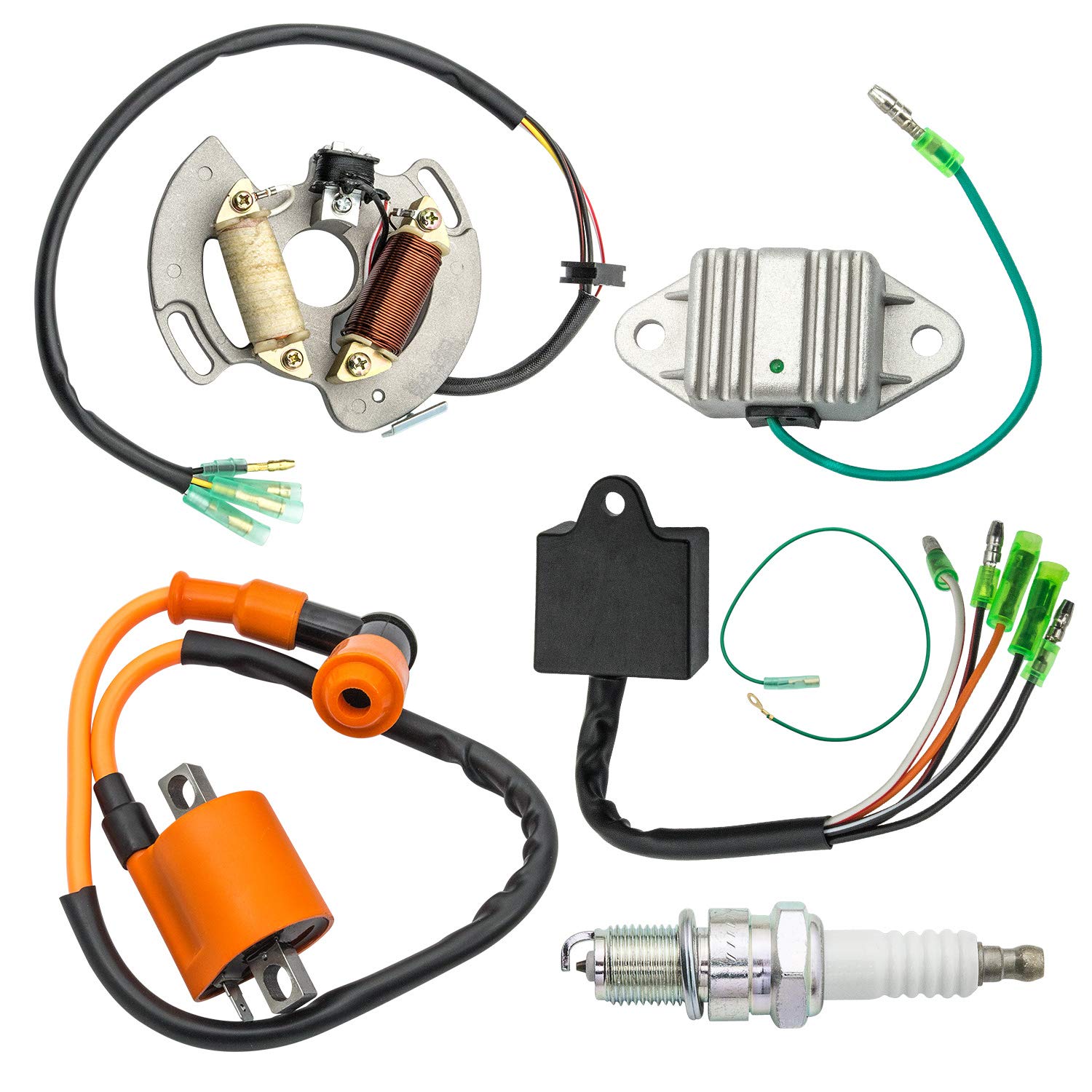 Tepeng Ignition Coil, Output Stator Regulator Compatible with Yamaha Blaster YFS200 1997 1998 1999 2000 2001 with Spark Plug CDI Box Replace 3JM-85560-00-00 3FL-85540-10-00 3KJ-82310-10-00