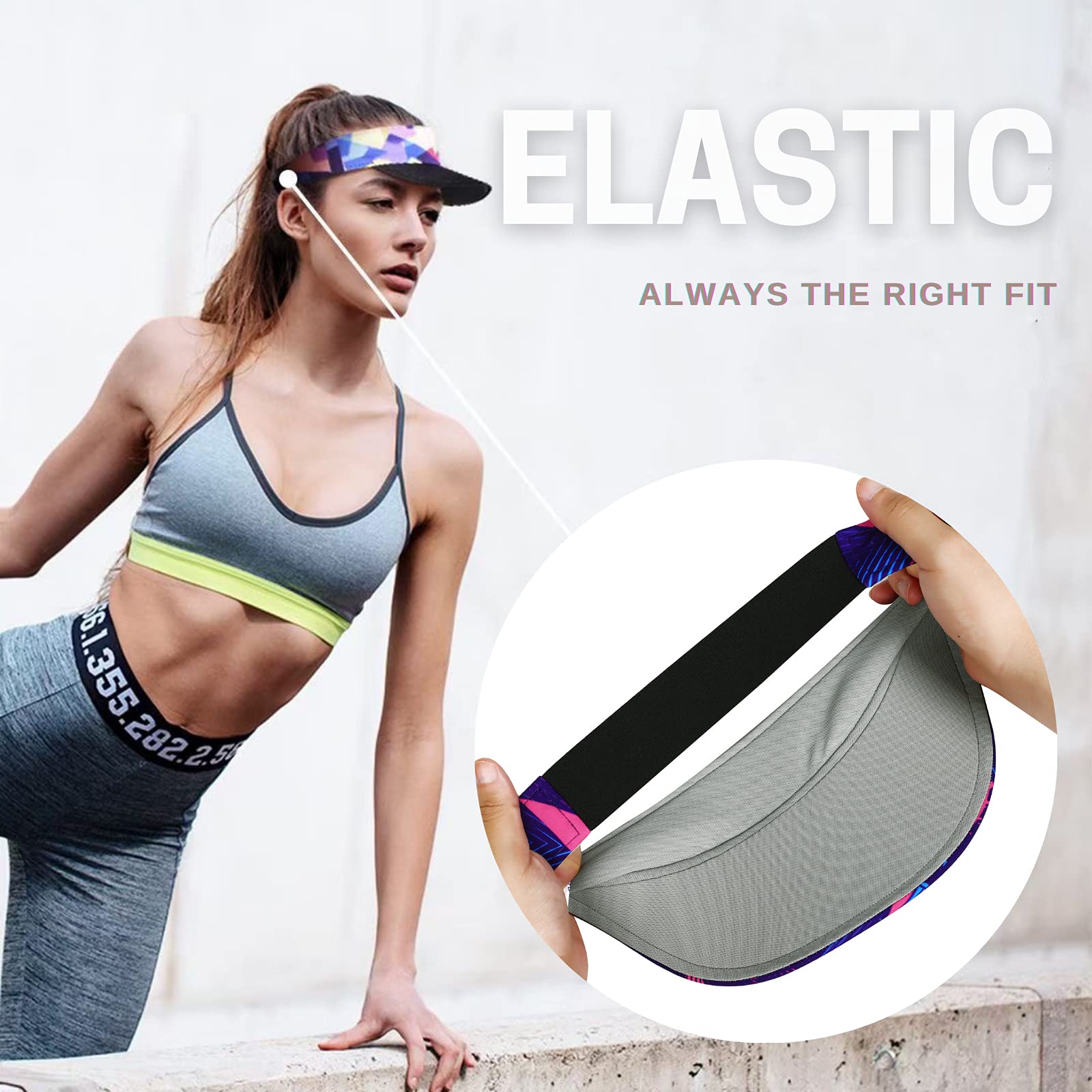 TEFITI Sun Visor Hat for Women Men, Adjustable Sports Hat for Golf Tennis Cycling Running Jogging (Blue & Pink)