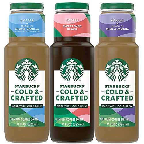Starbucks Cold & Crafted Coffee, 3 Flavor Variety Pack, 11oz Bottles, (12 Pack)