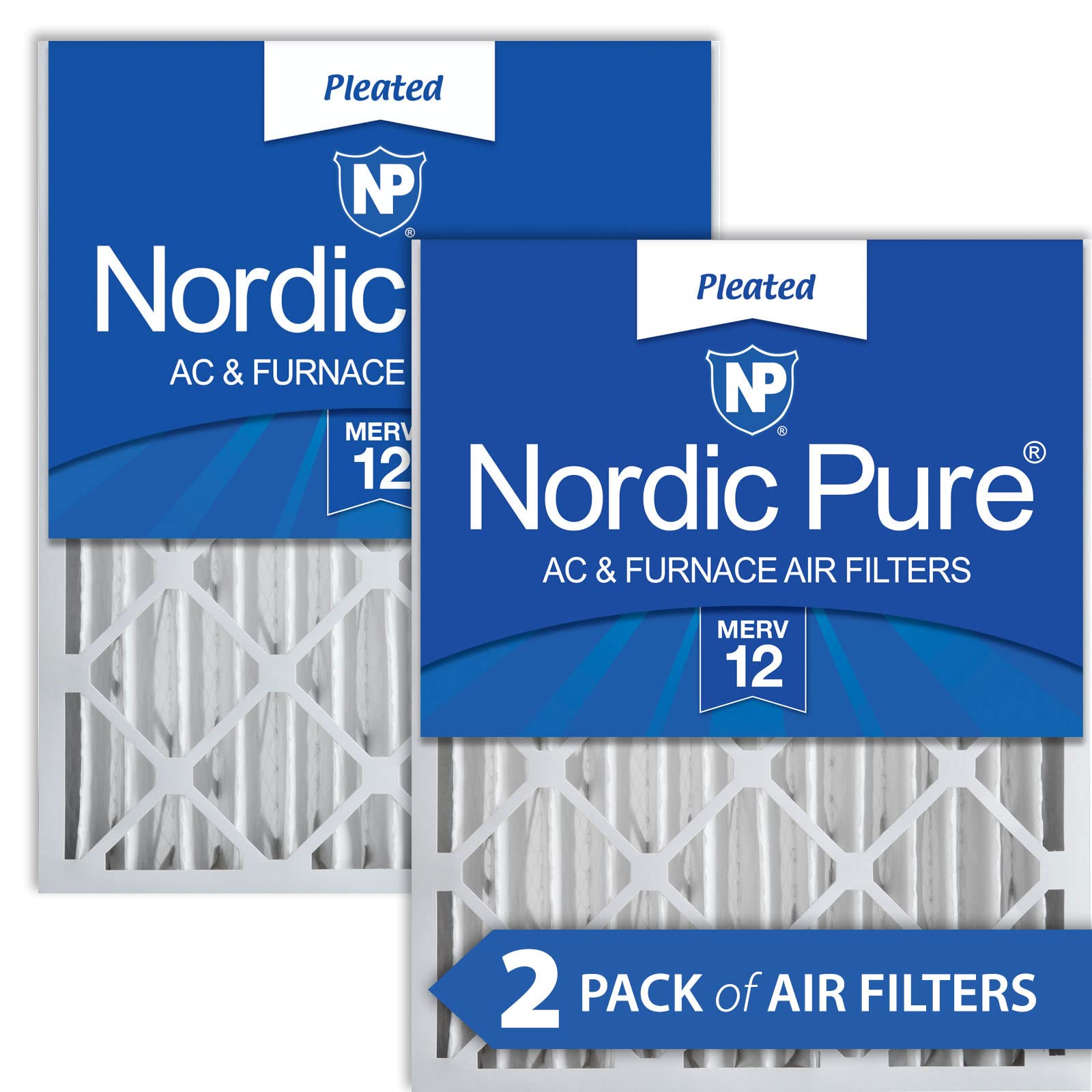 Nordic Pure 16x25x4 (15_1/2 x 24_1/2 x 3_5/8) Pleated MERV 12 Air Filters 2 Pack