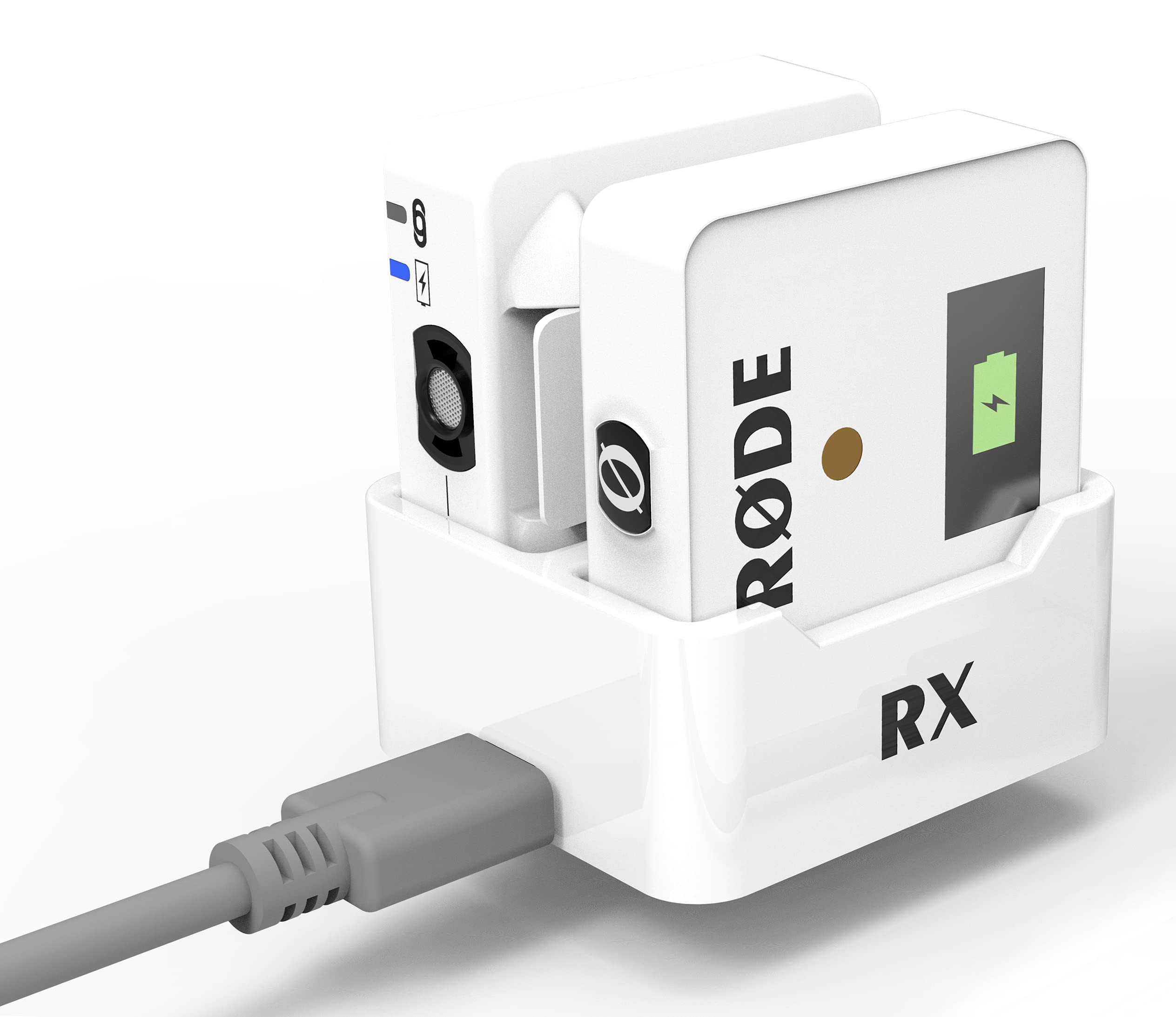 WELLMAKING RD-1 Power Charger Box for Rode Wireless Microphones GO and GO II,Only Need One Charging Cable to Charge Transmitter and Receiver of Rode Wireless Microphones (White)