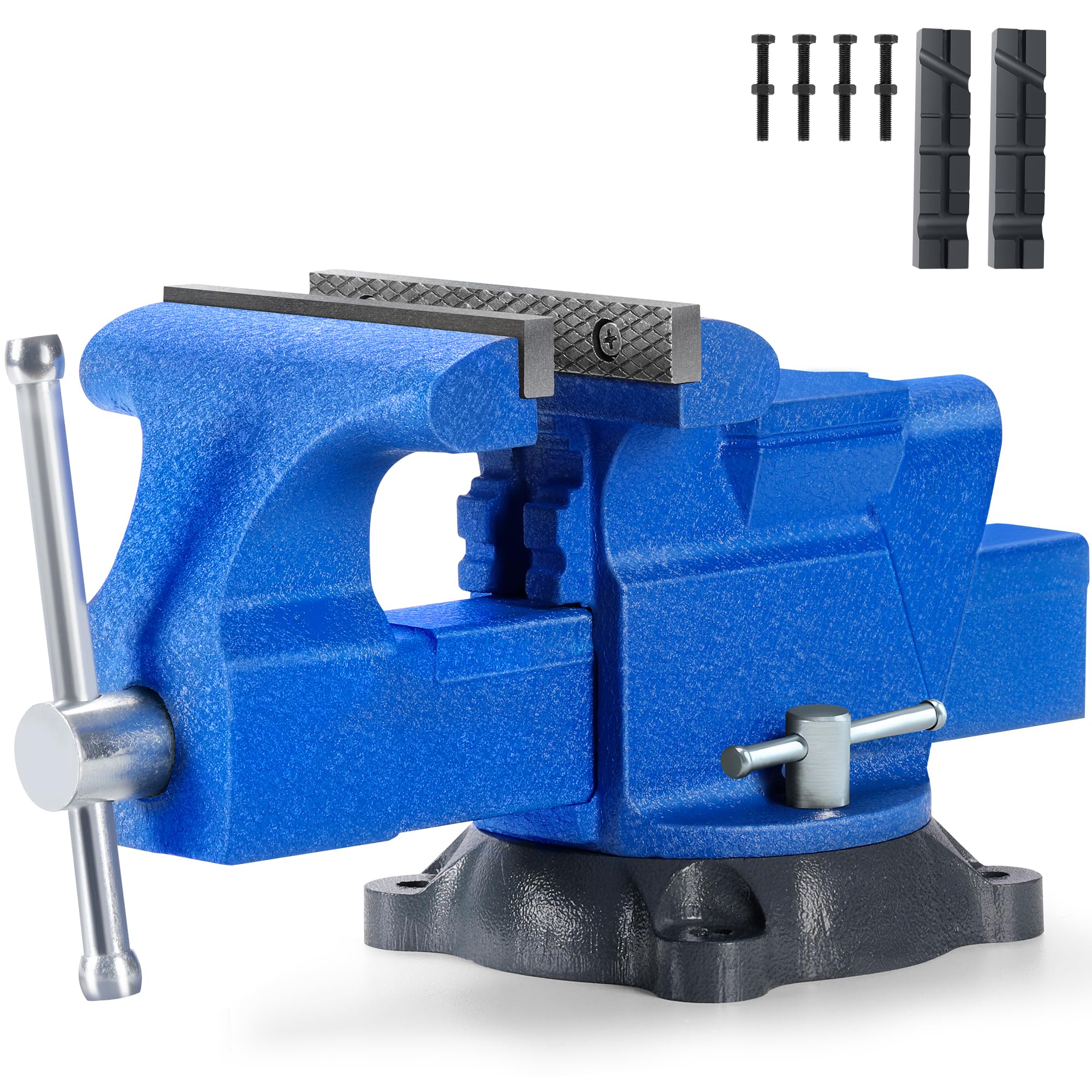 RENGUE Bench Vise, 6 inch Jaw Opening Vice for Workbench Utility Combination Pipe Home Vise 360-Degree Swivel Workbench Vise for Drilling, Pipe Cutting