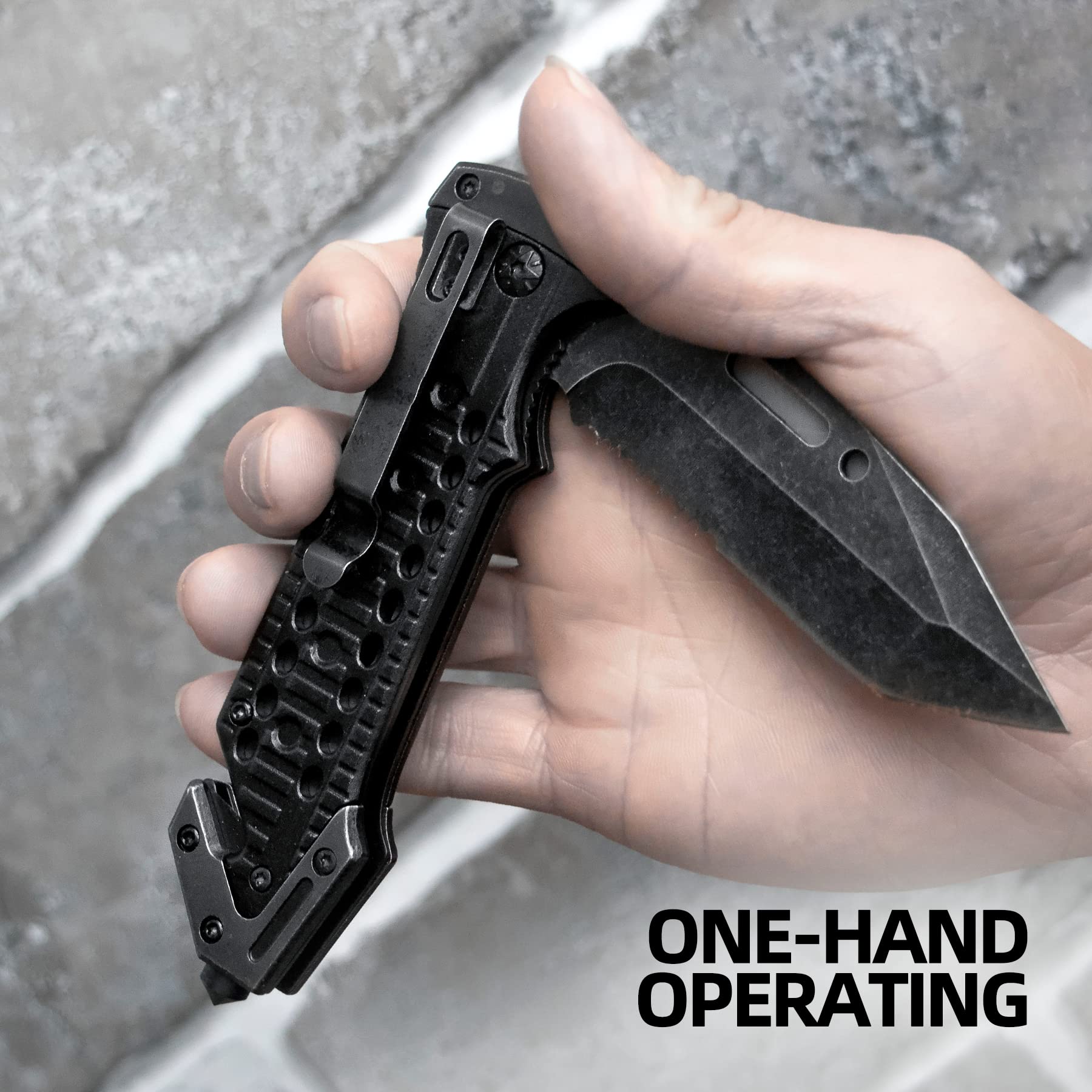 T TOVIA Folding Pocket Knife Portable Multifunctional Tactical Knives with Aluminum Handle for Outdoor, Tactical, Survival, Camping, Hunting