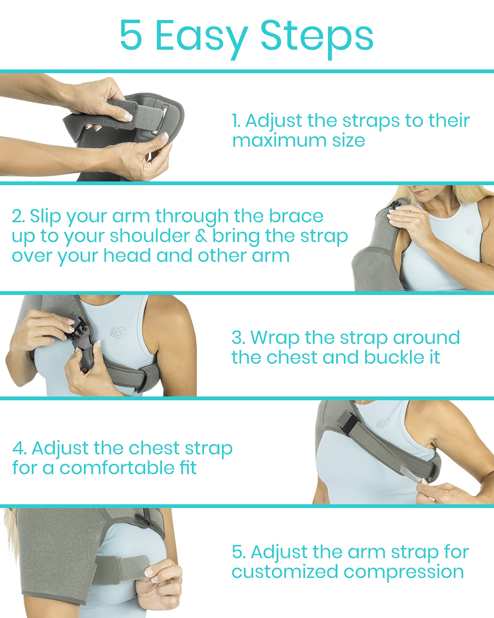 Vive Shoulder Brace - Rotator Cuff Compression Support - Men, Women, Left, Right Arm Injury Prevention Stabilizer Sleeve Wrap - Immobilizer for Dislocated AC Joint, Labrum Tear Pain (Black, Small)