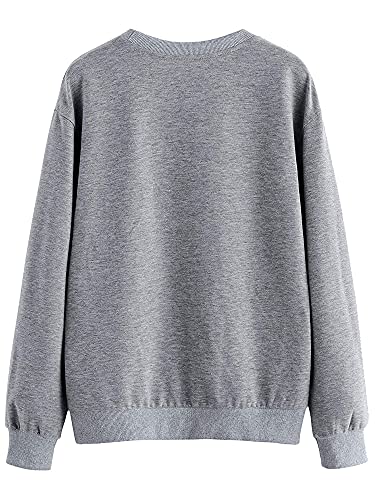 SLEITY Women Nasa Shirt Graphic Printed Sweatshirt Crewneck Long Sleeve Pullover Grey