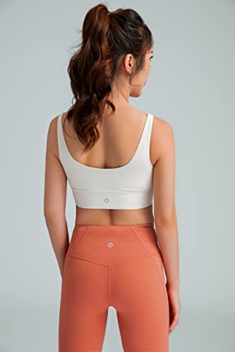 yooisa Sports Bra for Women Soft and Comfy for Hangout (Large, Ivory White)