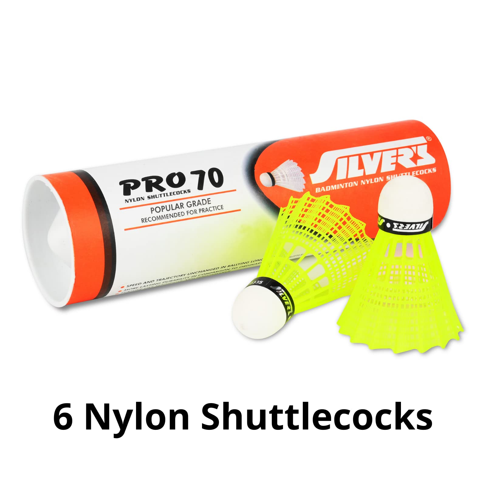 Silver's Silver’s 2 Player Uni-Piece Semi-Graphite Badminton Racket Set | Includes Rackets, 1 Padded Bag, 6 Nylon Shuttlecocks and Extra Overgrip Tapes Grey/Orange Camo, Grey/Yellow Camo