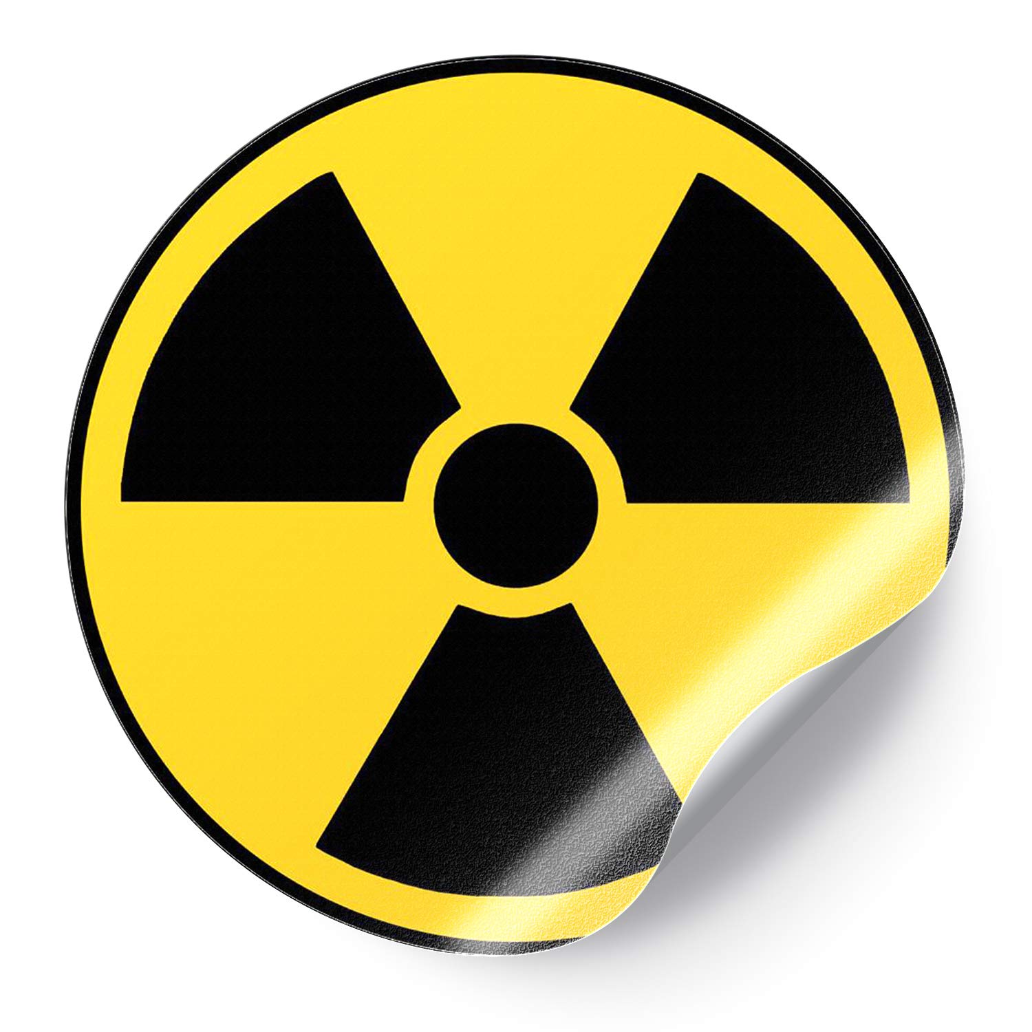 Radiation Hazard Warning Label, 3" Round, Pack of 6 Decals, Coated Paper, Yellow/Black Universal Radiation Symbol Stickers, Self-Adhesive Radioactive Sign