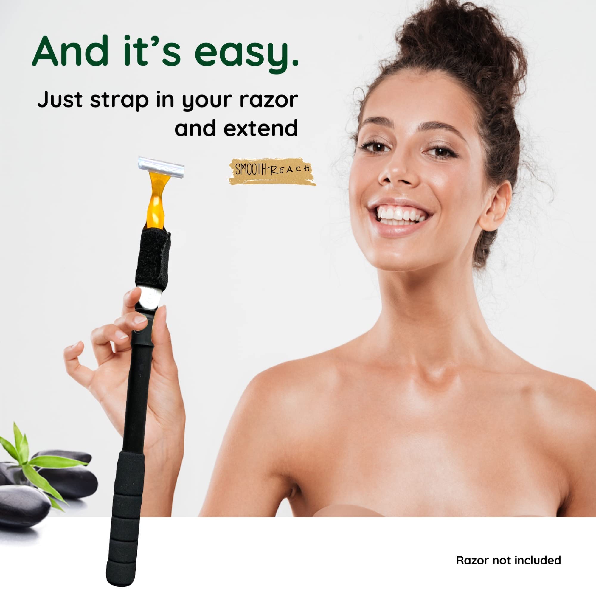 Smooth Reach Long Razor Extension Handle - Leg Hair Removal for Women β Razor Extender For Pregnant Women, Limited Mobility Shaving Tool - Back Shavers for Men - Works On All Blade Razors