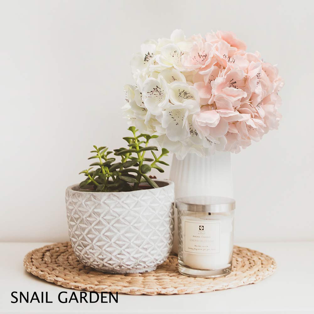 SNAIL GARDEN 24Pcs Artificial Hydrangea, 2 Colors Single Real Touch Hydrangea with Stem-Silk Bouquet with 1 Greeting Card for Wedding Party, Home Office Table Arrangements, Festival Gift(White & Pink)