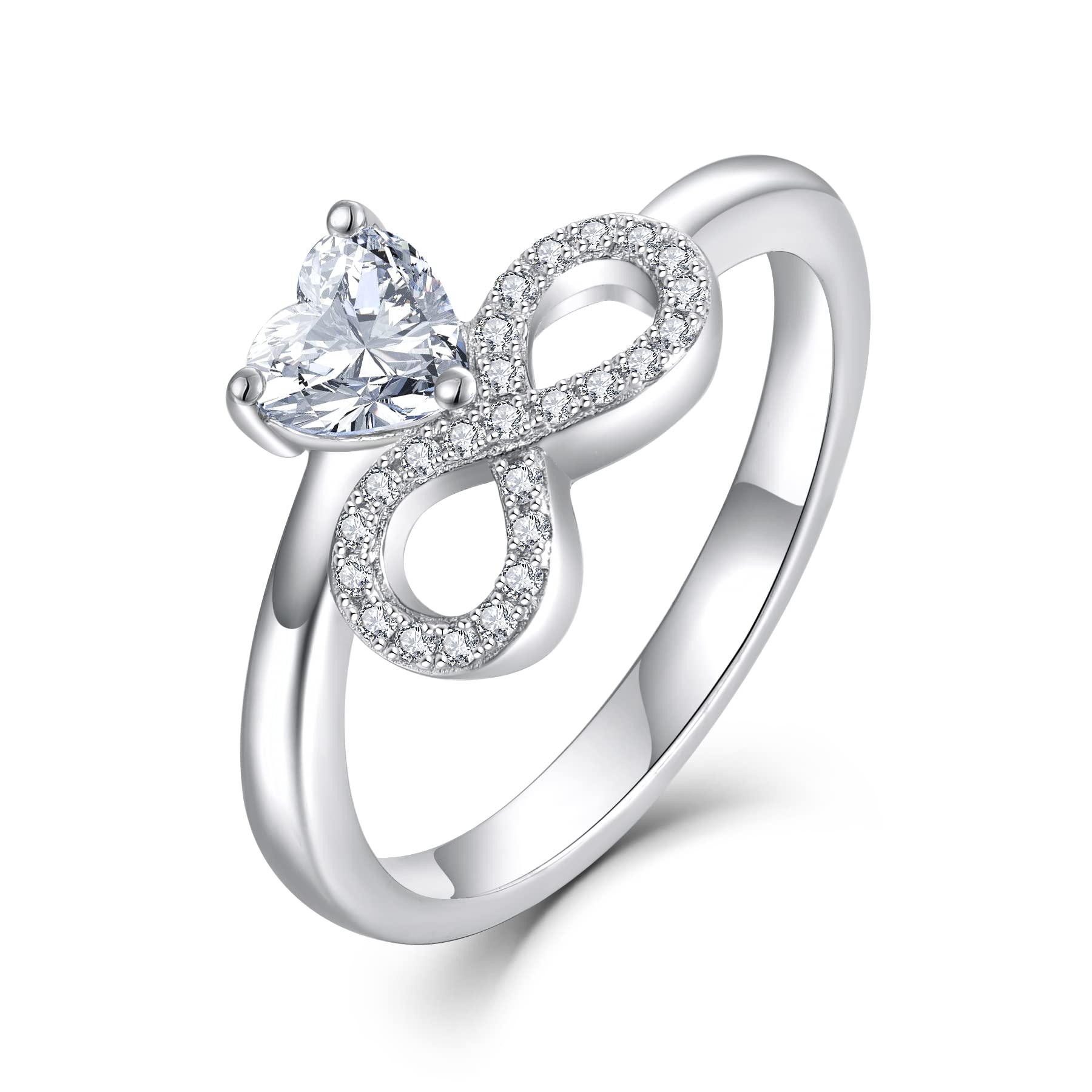 STARCHENIE Infinity Promise Ring for Women 925 Sterling Silver Heart Engagement Wedding Band Anniversary Jewelry Size 10