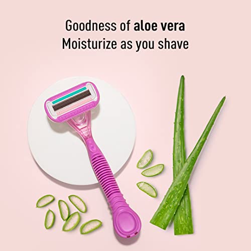 Sirona Reusable Hair Removal Razor for Women with Aloe Boost, 4 Blade Shaving Razor - (Pack of 1, Purple)
