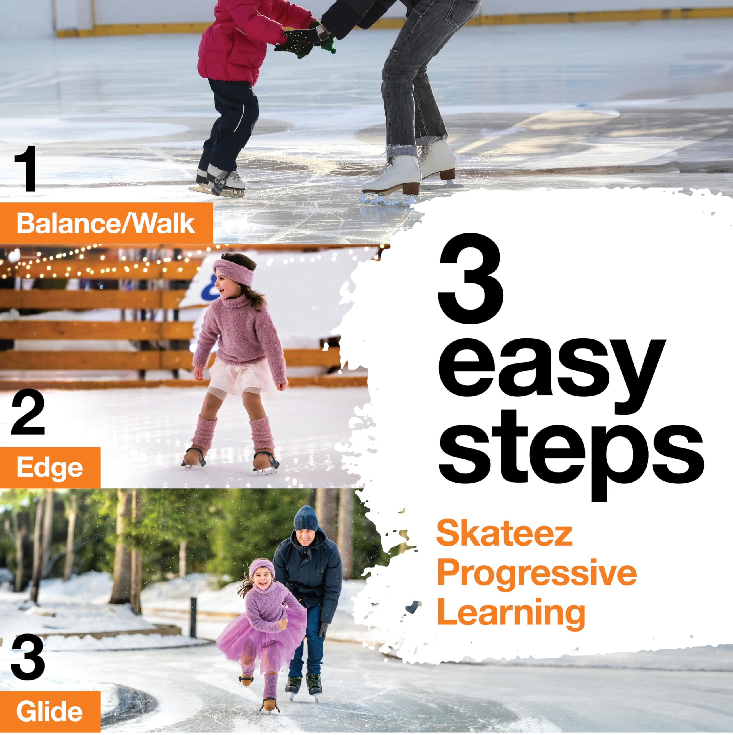Skateez Skate Trainers for Ice Skates (Medium, Grey) - Ice Skate Trainer for Kids, Toddlers, Youth & Beginners | Skate Trainer Kids | Learn to Skate Aid