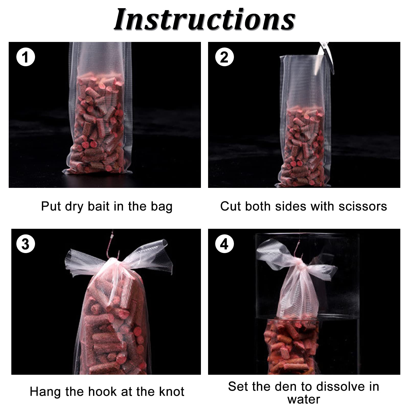 WEBEEDY 100Pcs Fishing Bags Quick Water Soluble Baits Bags for Solid Baits Carp Fishing Equipment Tackle Throwing Tool (12x16cm/4.7x6.3 Inchh)