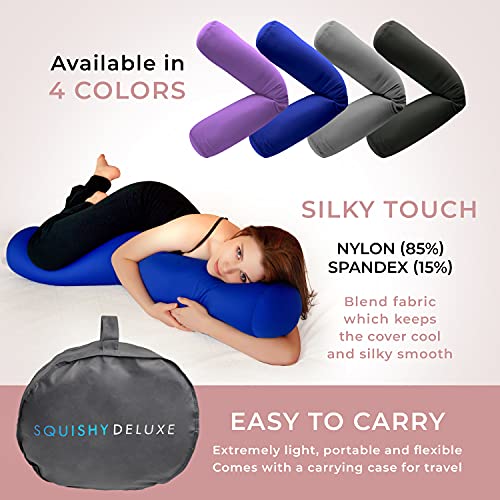 Squishy Deluxe Microbead Body Pillow with Silky Removable Cover, Extremely Huggable, Full Body Support, Keeps Spine in Proper Alignment, Doubles As a Pregnancy & Nursing Pillow, 47 X 7β, Grey