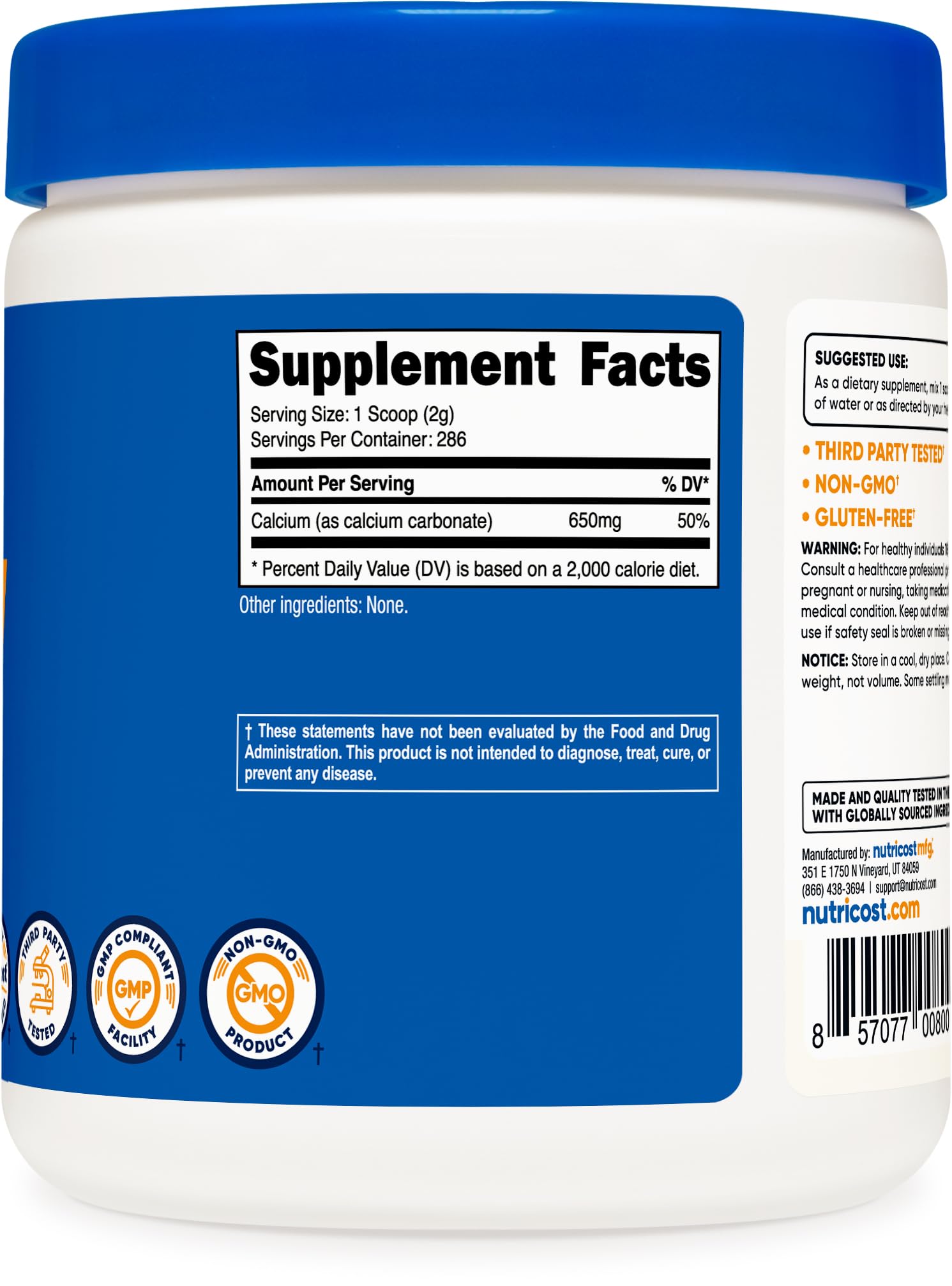 Nutricost Calcium Carbonate Powder 500 Grams