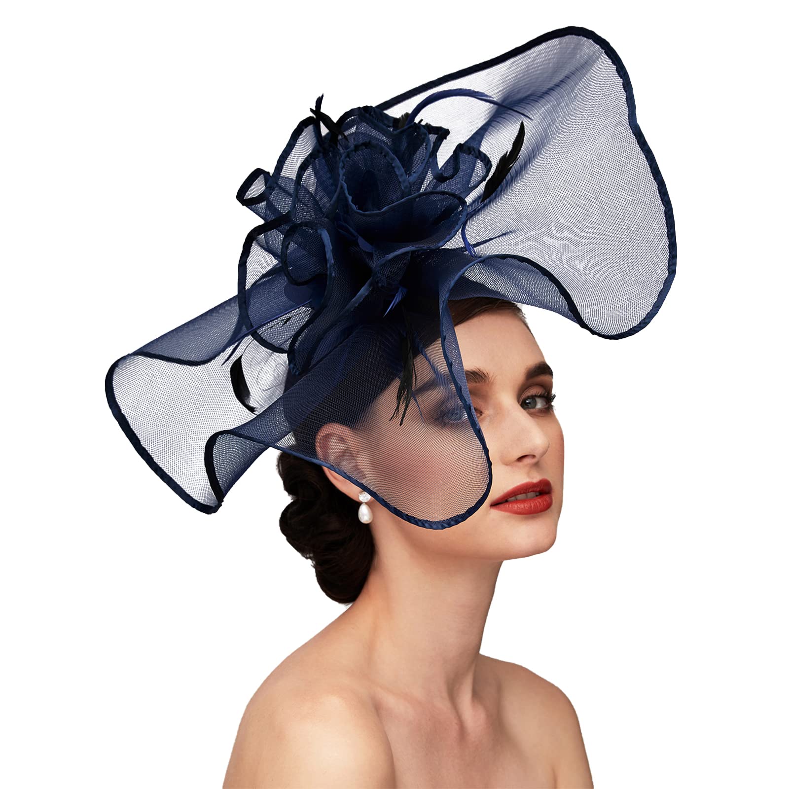 TS Fascinators Hat with Mesh Feather Hair Clip Tea Party for Wedding Cocktail Party or Special Occasion(Gray)