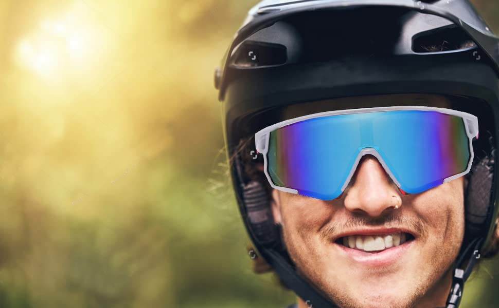 WANWAN Men Sports Sunglasses, Youth Cycling Glasses 80s Style Baseball Running Ski Visor Shade