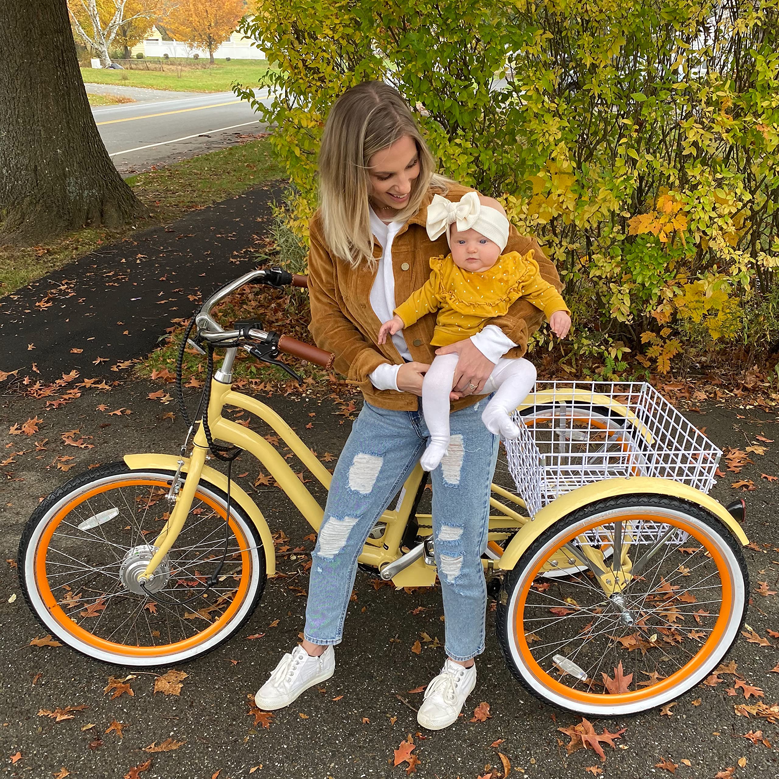 sixthreezero EVRYjourney 26 Inch 7-Speed Hybrid Adult Tricycle with Rear Basket, Navy, One Size (630333)