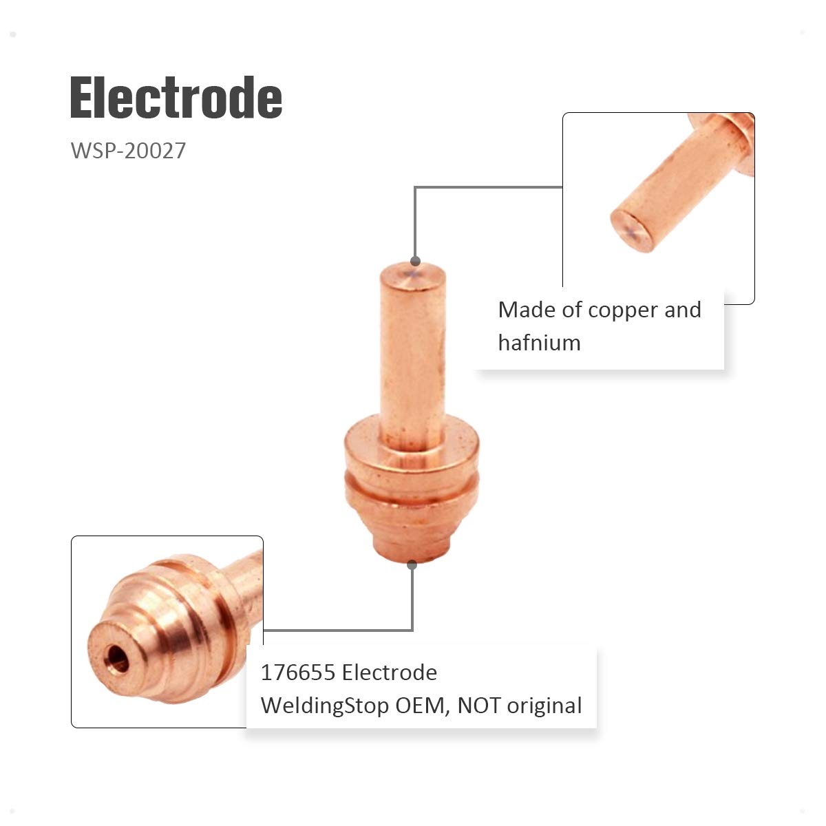 WeldingStop 176655 Electrode 176656 Tip 202809 Swirl Ring fit for Miller Spectrum 375 X-treme Plasma Cutter ICE-25C ICE-27C Torch PKG-22