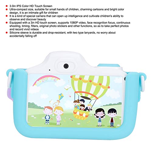 Small Camera, Kids Gift Children Camera 3.0 Inch IPS Touch Screen Digital Multifunction with Silicone Sleeve for Photo Taking for Video Recording