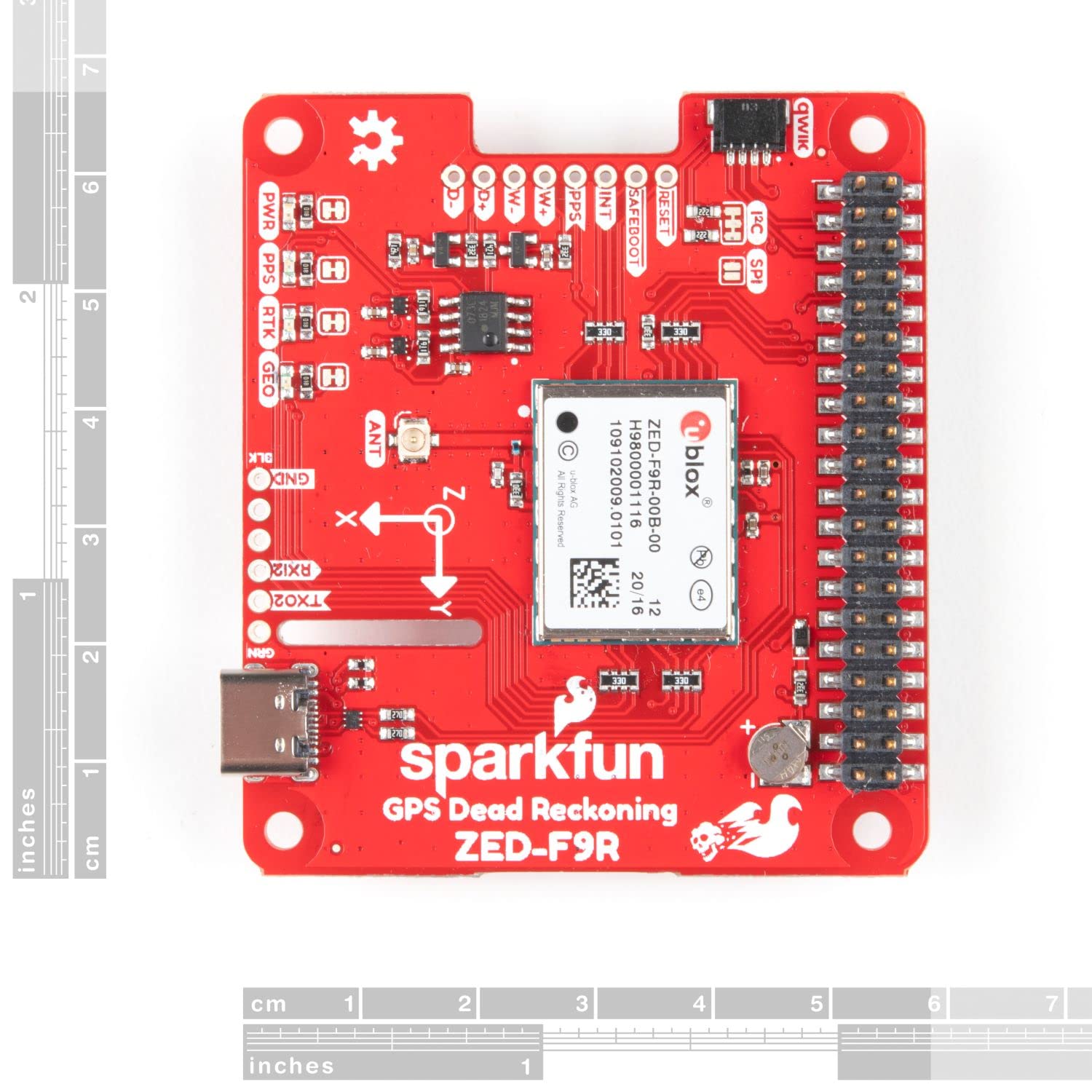 SparkFun GPS-RTK Dead Reckoning pHAT Compatible with Raspberry Pi-Concurrent Reception of GPS GLONASS Galileo BeiDou High Precision GPS - Receives L1C/A & L2C Bands Voltage:5V or 3.3V Logic:3.3V