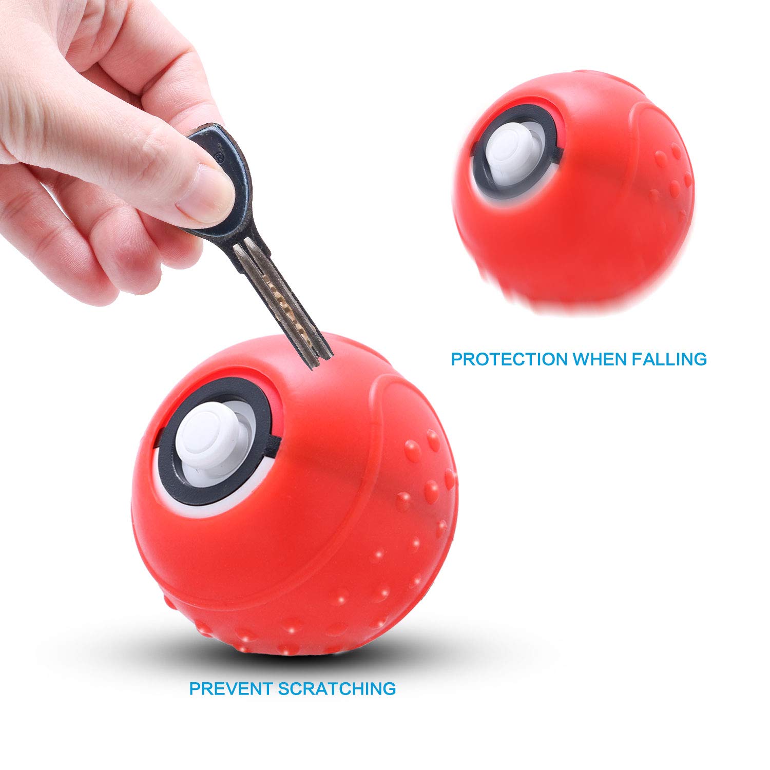 Silicone Grip Case for Poke Ball Plus Controller, Accessories Rubber Skin Protective Cover Case Compatible with Nintendo Switch Pokemon Lets Go Pikachu Lets Go Eevee Poke Ball Plus - Red