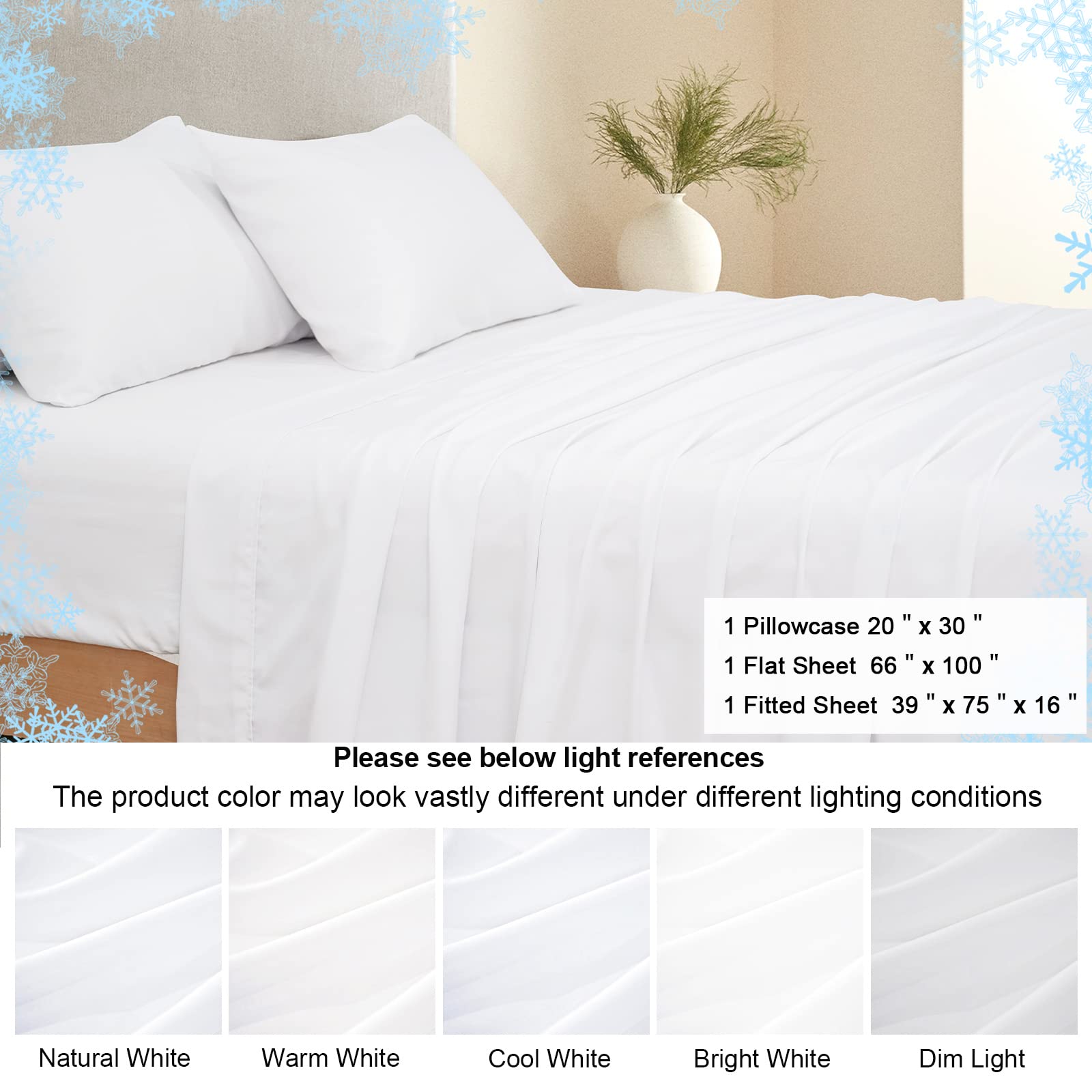 PHF Cooling Bamboo Viscose Sheets Set King Size, 4 Piece Silky Soft Viscose from Bamboo_Bed Sheets Set, 1800 Thread Count 16 Inch Deep Pockets, Ultra Soft Smooth Breathable Bedding Sheets, White