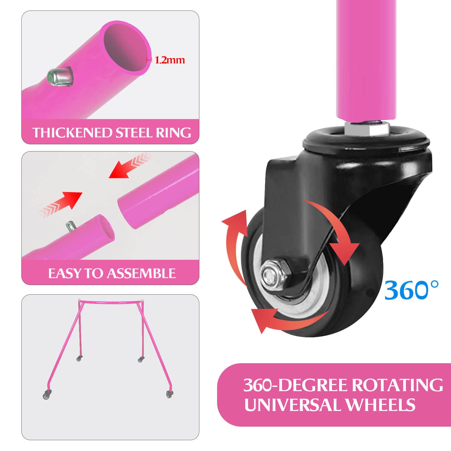 Skate Trainer - Roller Skater Aids to Learn Skating Independently, Skating Protective Gear for Boys and Girls to Avoid Falls & Injuries, with Thickened Steel Pipe and Universal Wheel, Bright Color