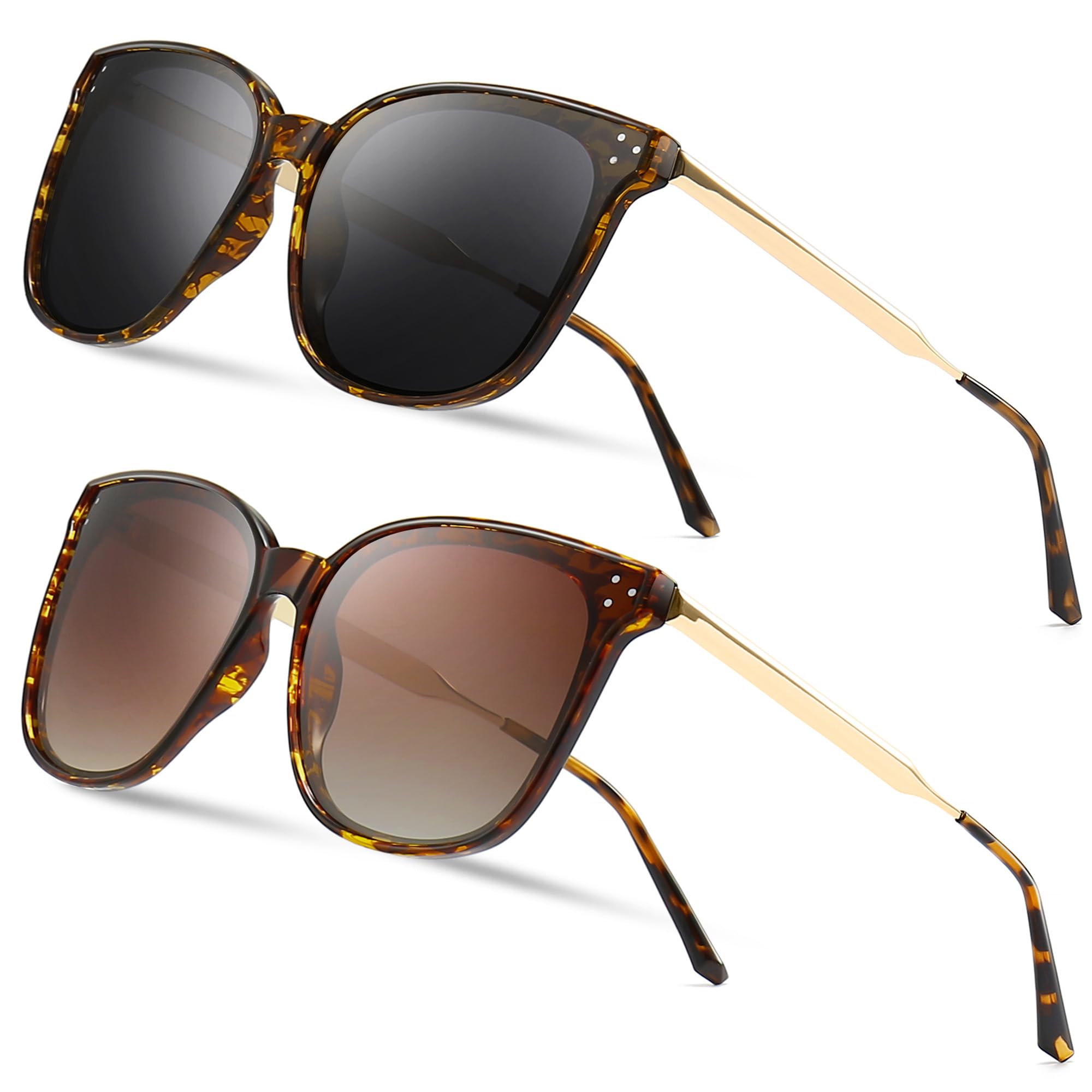 SUNGAIT Classic Square Sunglasses for Women Men Retro Round Polarized Shades Large Frame UV400 Sun Glasses