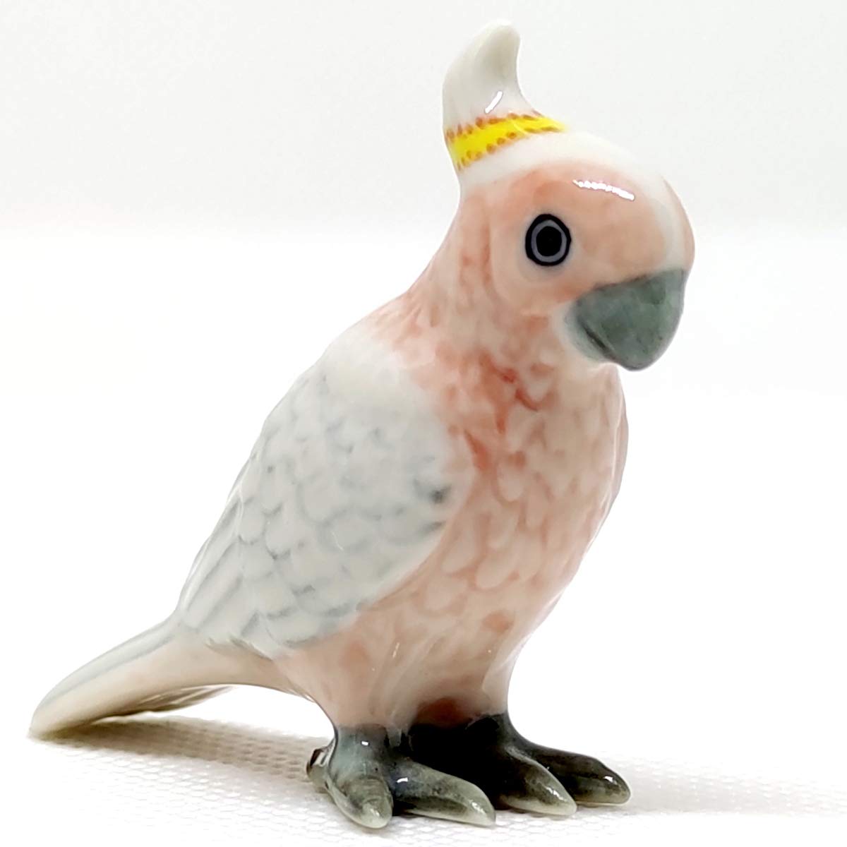 SSJSHOP Cockatoo Micro Tiny Dollhouse Figurines Hand Painted Ceramic Animals Bird Collectible Gift Home Garden Decor (Cockatoo)