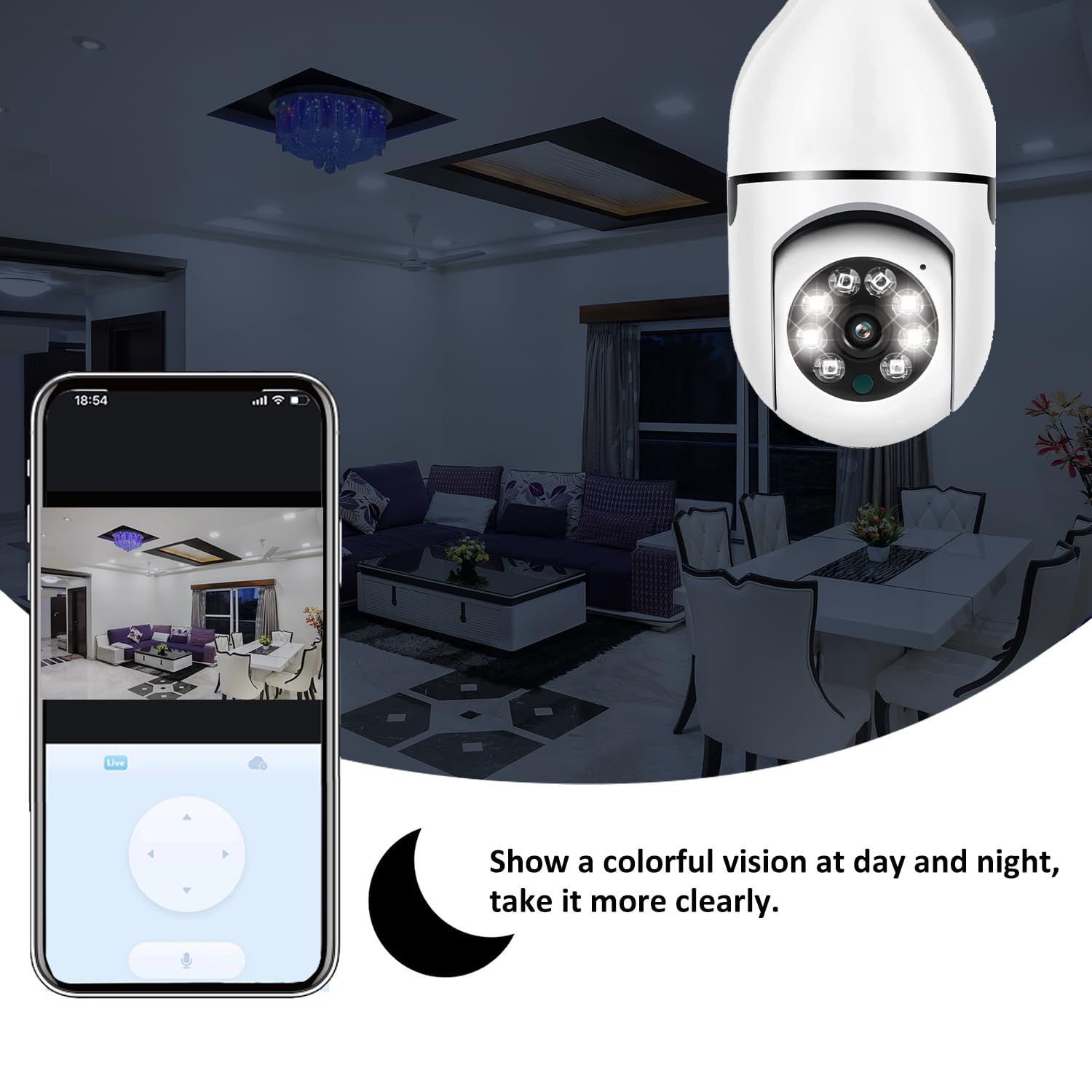 RAKEBLUE Light Bulb Camera 2 Pack,Free Cloud Storage 1080P Wireless Security Camera with 2.4GHz / 5GHz WiFi,Human Motion Detection Two Way Audio FHD Color Night Vision