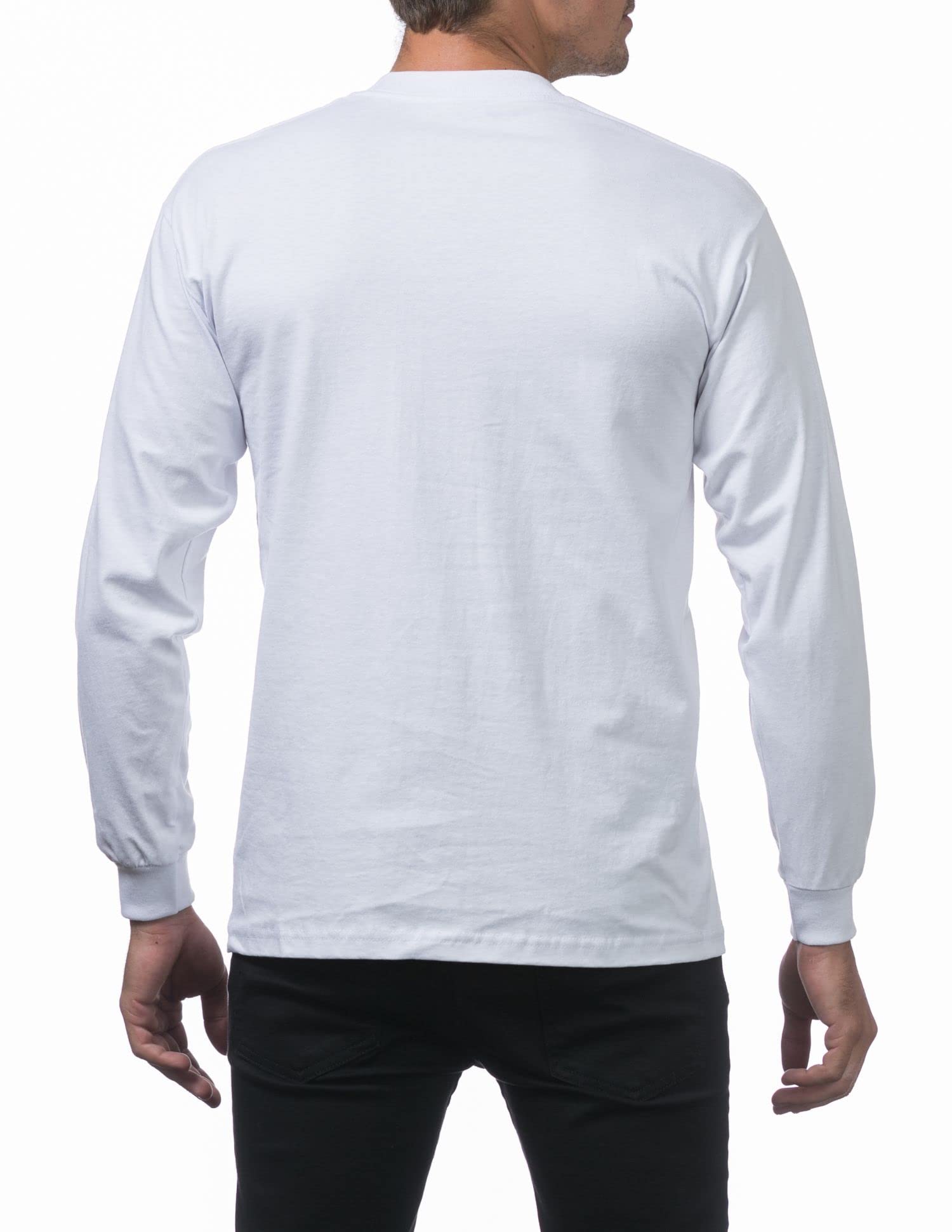 Pro Club Men's Heavyweight Cotton Long Sleeve Crew Neck T-Shirt, Snow White, 3X-Large