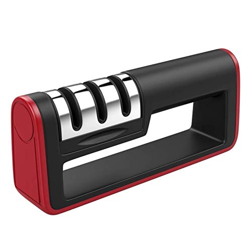 TSWEET Sharp Knife Sharpener – 3 in 1 Non-Slip Ergonomic for Professional Kitchen Knife Sharpener, Diamond rods, Tungsten Carbide Plates, Ceramic Stone, Safe