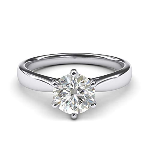 Pure 10k white gold 2.0 CT Classic 6-Prong Solitaire Simulated Diamond Engagement Ring Promise Bridal Wedding Ring (5.5)