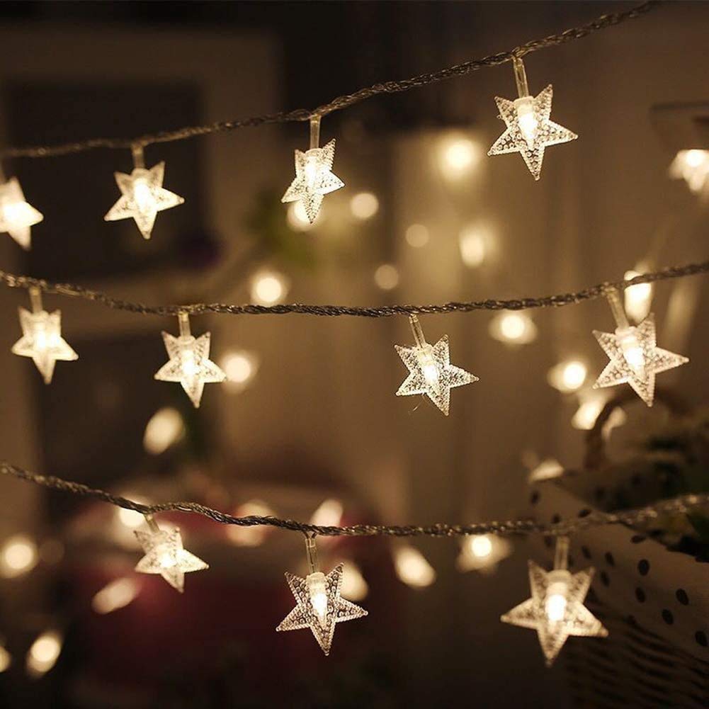 Star String Lights 50 LED 18 FT Twinkle Lights Novelty Light Night Light for Kids Bedroom Waterproof Extendable for Indoor Outdoor Wedding Party Christmas Tree New Year, Garden Decoration (USB)