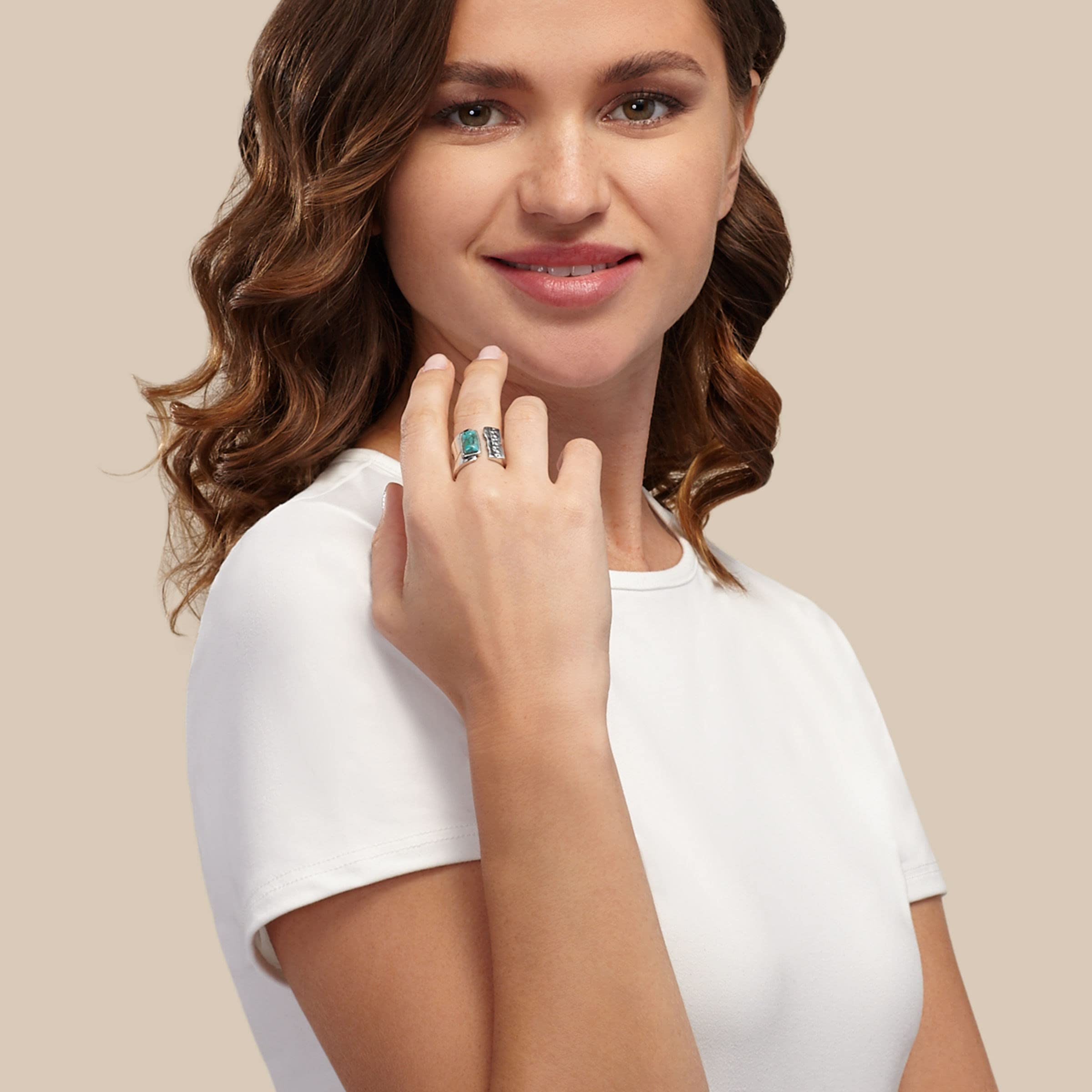 Silpada 'Split Mountain' Compressed Turquoise Cuff Ring in Sterling Siler, Size 7