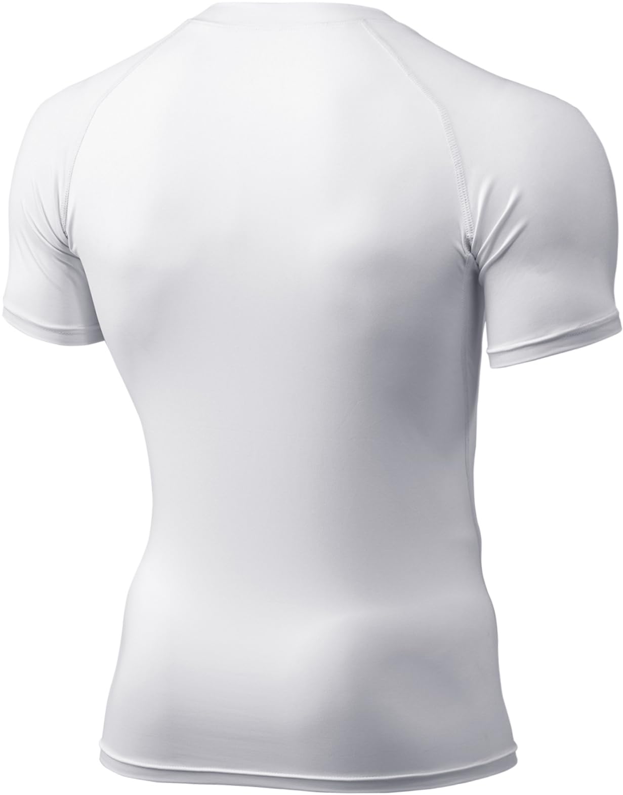 TSLA Men's Tactical Cool Dry Short Sleeve Compression Shirts, Athletic Workout Shirt, Active Outdoor Base Layer T-Shirts, V Neck Shirt White, Large