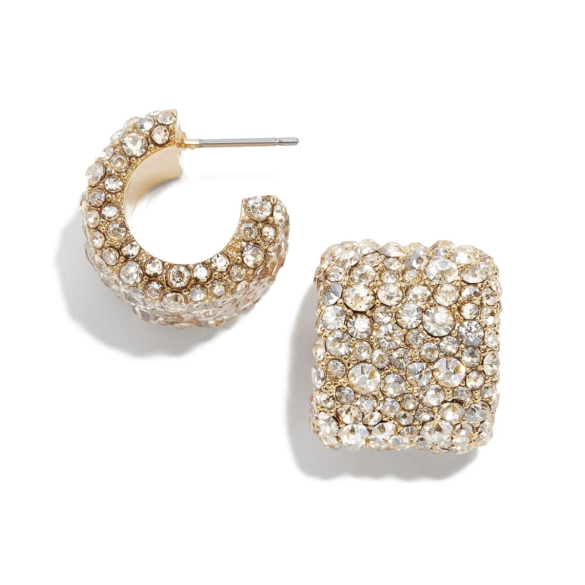 Thick Wide Face C Shape U Shaped Cuff Earrings Inlay Cubic Zirconia Colorful Rhinestone Eardrop for Women Fashion Jewelry-B silver