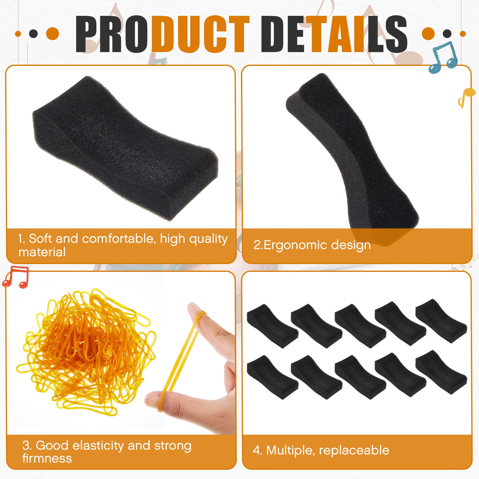 Yeshone 10 Pcs Children Violin Shoulder Rest Sponge Foam Violin Shoulder Pads Kids Soft Violin Sponge with Rubber Bands for Wedding Concerts Party, 3/4-1/2