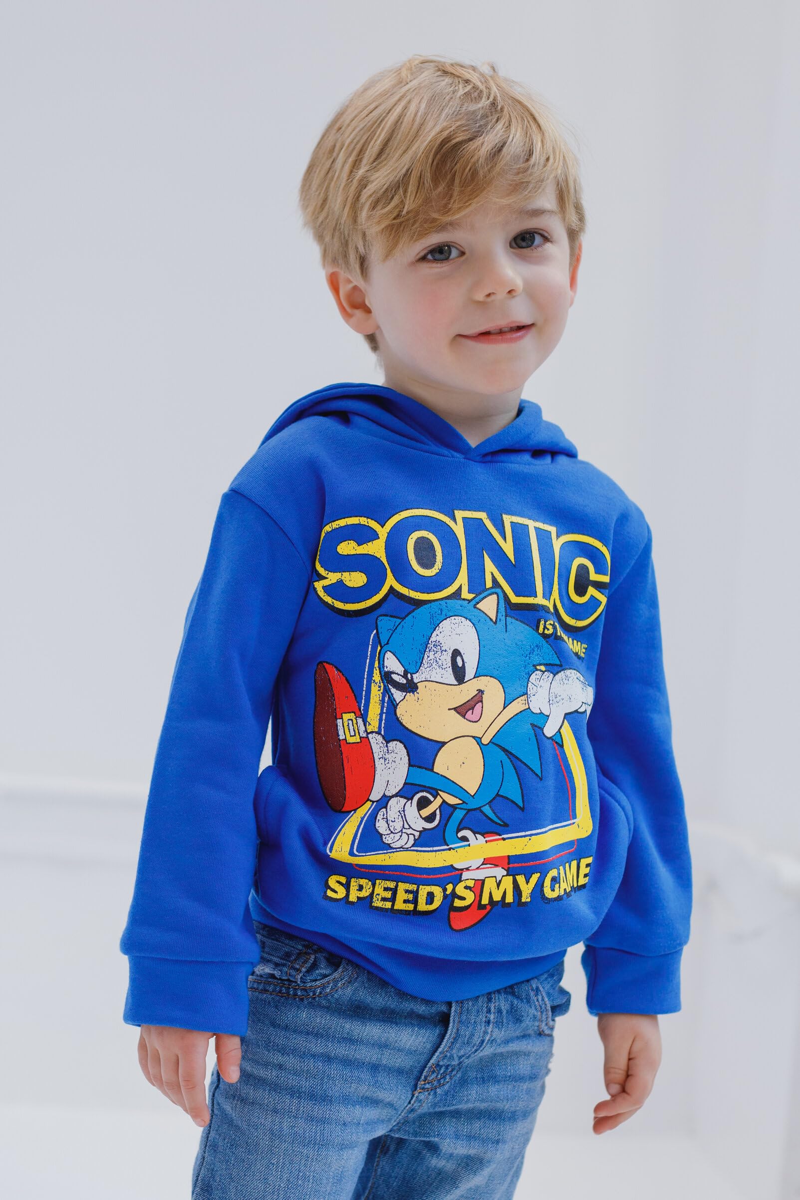 SEGA Sonic The Hedgehog Big Boys Fleece Hoodie Blue 10-12