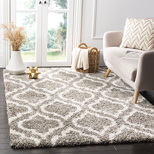 SAFAVIEH Hudson Shag Collection Accent Rug - 4' x 6', Grey & Ivory, Moroccan Design, Non-Shedding & Easy Care, 2-inch Thick Ideal for High Traffic Areas in Entryway, Living Room, Bedroom (SGH284B)