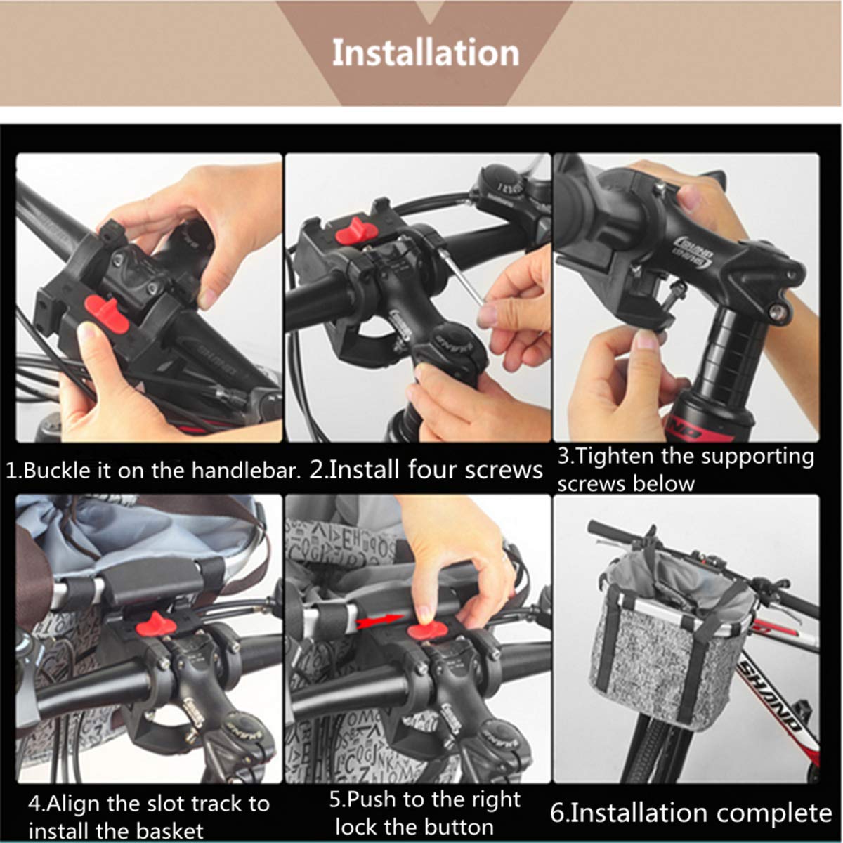 Sisenny Bike Basket Folding Small Pet Cat Dog Carrier Front Removable Bicycle Handlebar Bag Quick Release Detachable Cycling Holder Storage Basket