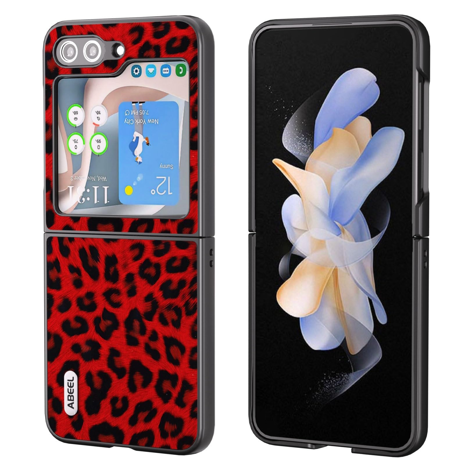 Phone Case Case Compatible with Samsung Galaxy Z Flip 3 5G,Leopard Spots Slim Thin Hard PC Shock Absorption Full Protective Rugged Cove for Galaxy Z Flip 3 5G Phone Cover (Color : Vermelho)